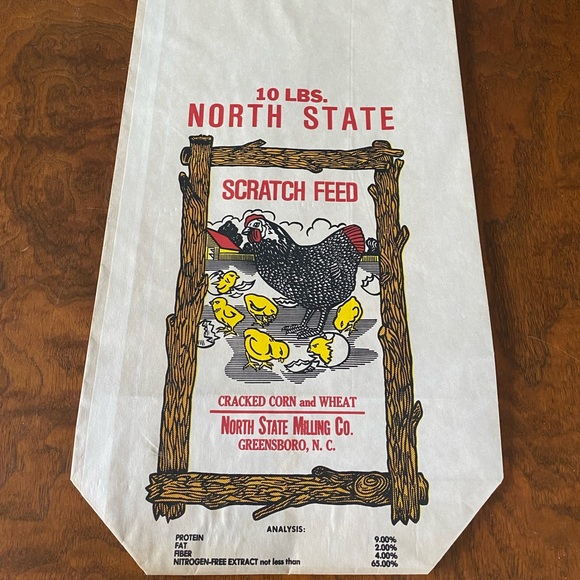 Accents | North State Scratch Feed Vtg Paper Sack Advertising Bag ...